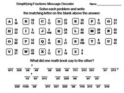 Simplifying Fractions Activity: Math Message Decoder | Teaching Resources
