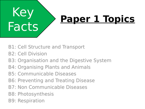 AQA GCSE Trilogy - Biology Key Facts - Paper 1 & 2 | Teaching Resources