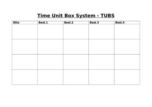 Blank Time Unit Box System (TUBS) Worksheet | Teaching Resources
