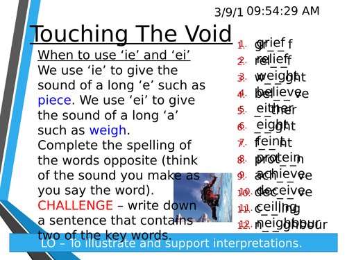 Touching The Void | Teaching Resources