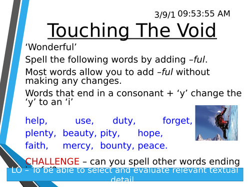 Touching The Void | Teaching Resources