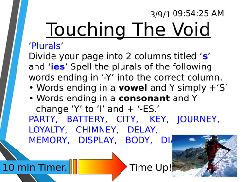 Touching The Void | Teaching Resources