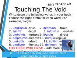 Touching The Void | Teaching Resources