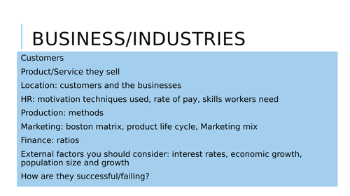 Application in Business: Case Study Proforma: A Level Business ...