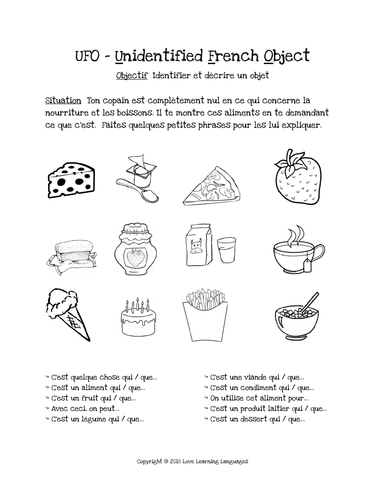 French paired speaking activity - La nourriture - French food ...