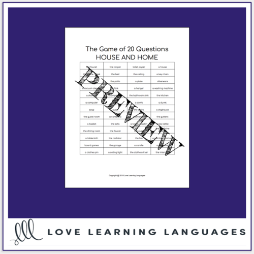 House and Home 20 questions games - No prep ESL speaking activities ...