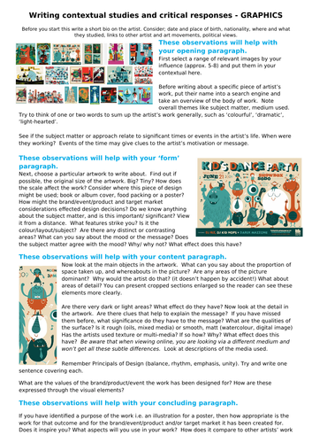 GUIDE - Writing contextual and critical responses, varations for Fine ...