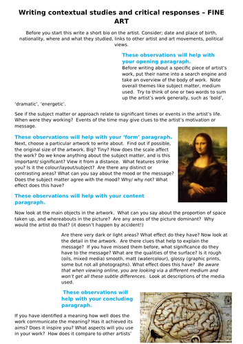 GUIDE - Writing contextual and critical responses, varations for Fine ...