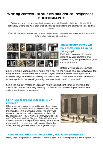 GUIDE - Writing contextual and critical responses, varations for Fine ...