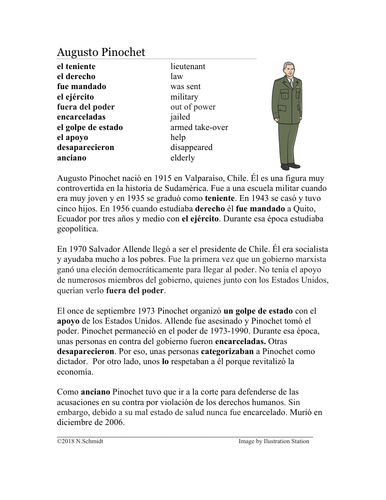Augusto Pinochet Biografía - Spanish Biography + Worksheet | Teaching ...