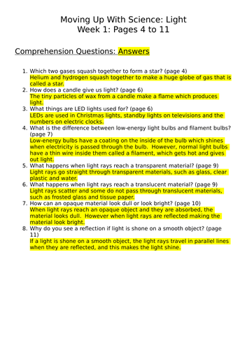 Reading: Light - Unit of Work | Teaching Resources