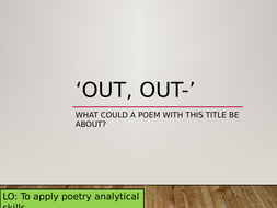 IGCSE 'Out, Out -' Robert Frost Analysis Practice | Teaching Resources