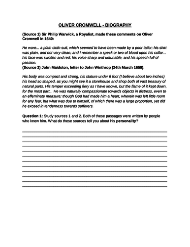 Oliver Cromwell Biography | Teaching Resources