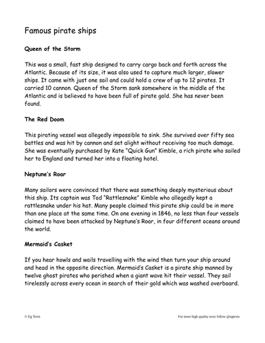 Pirate Creative Writing Pack | Teaching Resources