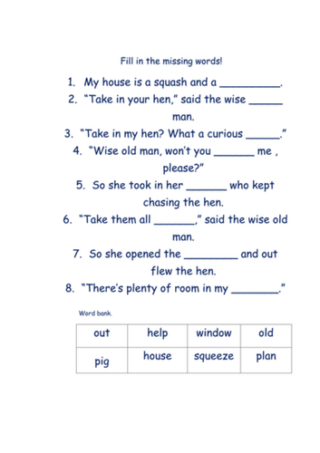 Guided Reading Year 2 Squash and squeeze | Teaching Resources