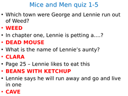 Of Mice and Men quiz 15 questions | Teaching Resources