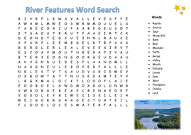 River Features Word Search | Teaching Resources