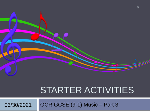 OCR GCSE (9-1) Music Listening Starters Collection | Teaching Resources