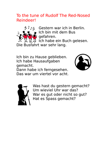 German past tense song lyrics | Teaching Resources