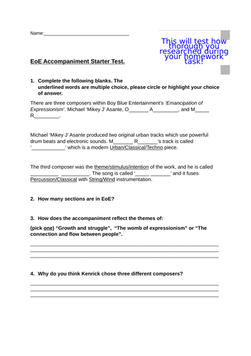 Emancipation of Expressionism Student Booklet And Activities (6 Lessons ...