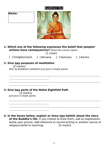 Buddhism GCSE Exam Style Assessment | Teaching Resources