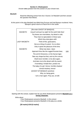 GCSE Macbeth Second Half - AQA Literature Paper 1 | Teaching Resources