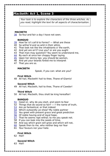 GCSE Macbeth 1st half - AQA Literature Paper 1 | Teaching Resources