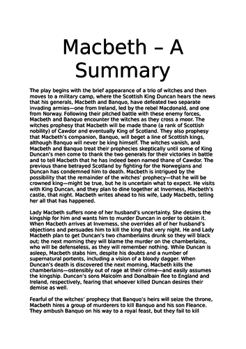 GCSE Macbeth 1st half - AQA Literature Paper 1 | Teaching Resources