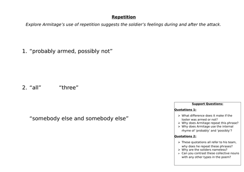 'Remains' by Armitage - AQA Poetry Conflict Cluster | Teaching Resources