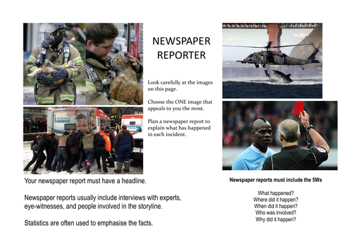 Non fiction writing - Newspaper reporter | Teaching Resources