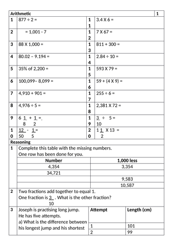 20 worksheets with 100s of Qs for Year 5/6 Maths SATS Revision ...