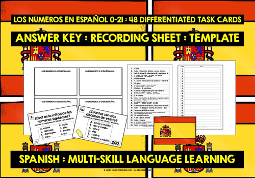 SPANISH NUMBERS 0-21 CHALLENGE CARDS | Teaching Resources