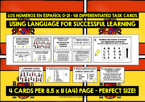 SPANISH NUMBERS 0-21 CHALLENGE CARDS | Teaching Resources