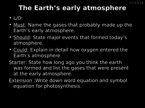 New GCSE Chemistry_The Earth's atmosphere_C2 9.2_The Earth's early ...