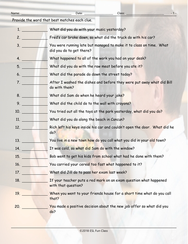 Past Simple Tense-Regular Verbs Matching Worksheet | Teaching Resources