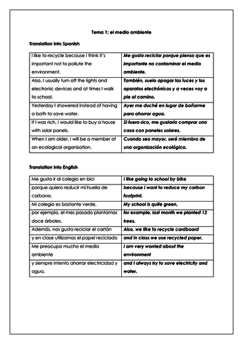 Spanish GCSE Translation Exam Practice Booklet | Teaching Resources