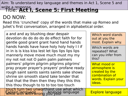 AQA Romeo and Juliet Act 1, Scene 5 | Teaching Resources
