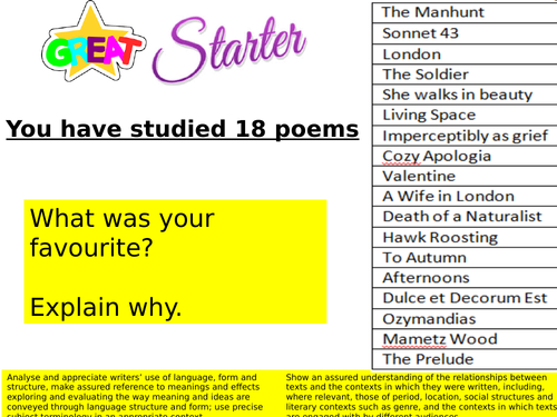 WJEC Eduqas poetry annotations for all 18 GCSE poems plus REVISION ...
