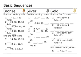 Basic Sequences Differentiated | Teaching Resources
