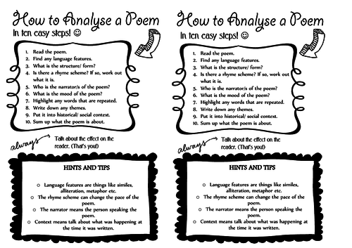 Unseen Poetry - How to Analyse a Poem in 10 Steps! | Teaching Resources