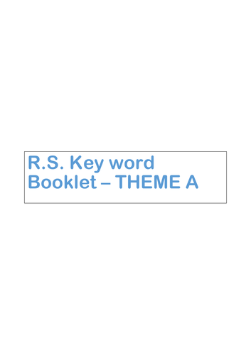 AQA RS GCSE Key Words Booklet Theme A: Relationships and Families ... AQA RS GCSE Key Words Booklet Theme A: Relationships and Families ...