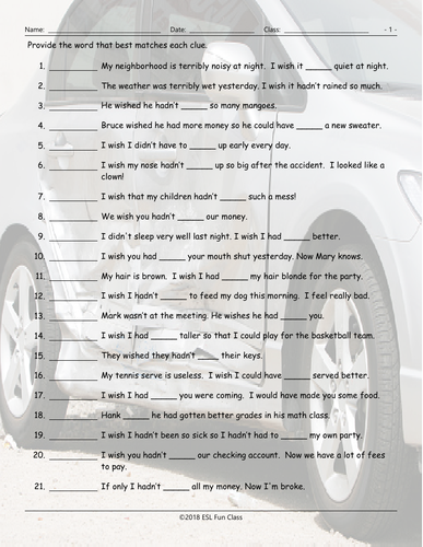 Regret Modal Verbs Matching Worksheet | Teaching Resources