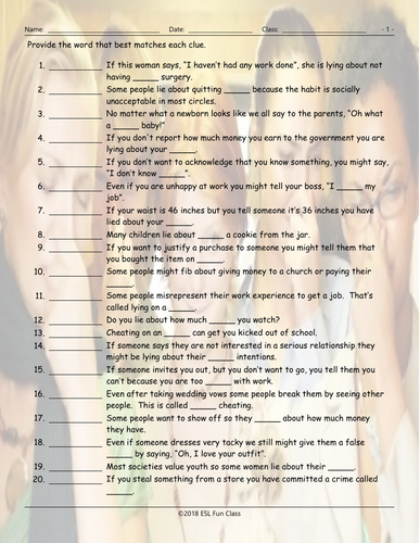 Cheaters-Dishonesty Matching Worksheet | Teaching Resources