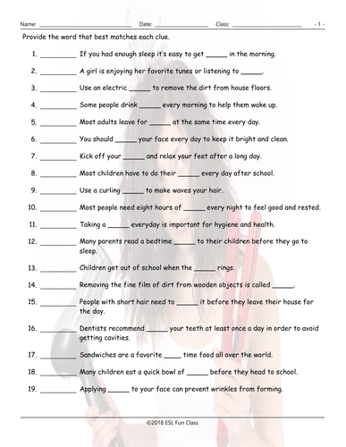 Daily Activities Matching Worksheet | Teaching Resources