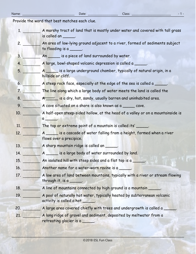 Geology-Planet Earth Matching Worksheet | Teaching Resources