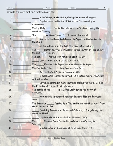 Holidays-Festivals Around the World Matching Worksheet | Teaching Resources