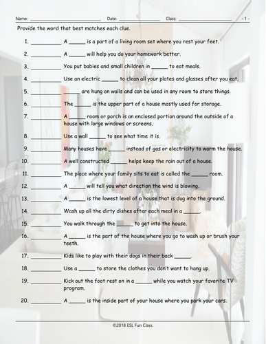 House Rooms-Furniture Matching Worksheet | Teaching Resources