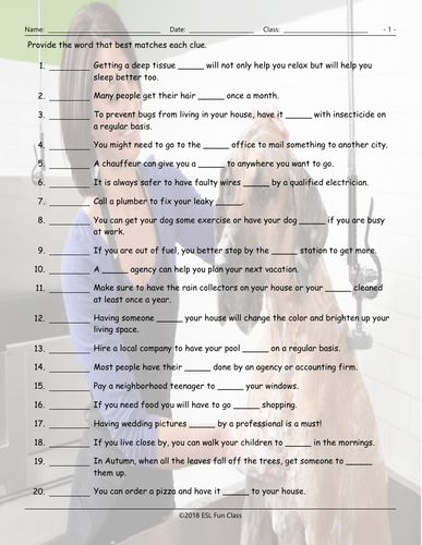 Running Errands-Having Things Done Matching Worksheet | Teaching Resources