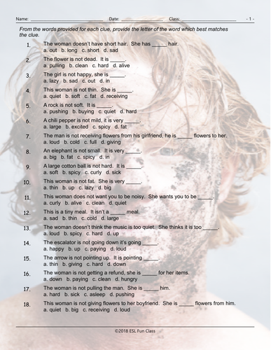 Antonyms Multiple Choice Worksheet | Teaching Resources