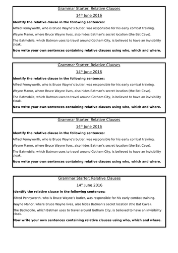 Year 6 Grammar Starters - Batman Theme | Teaching Resources